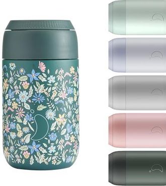 Chilly's Series 2 Tasse &agrave; caf&eacute; - Acier Inoxydable avec Surface Douce et Joint Solide - R&eacute;utilisable, Double Paroi, Isolation sous vide - Summer Sprigs, 340ml