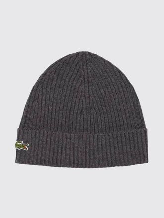 Lacoste Bonnet beanie en pure laine c&ocirc;tel&eacute;e avec revers et logo brod&eacute;