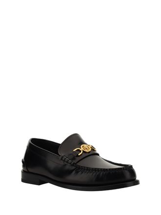 Versace Mens Leather Loafers Black-Versace Gold Calf Bos Taurus