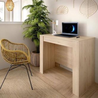 Dmora Cognolo ausziehbare Konsole, mehrfach verstellbare ausziehbare Konsole, Mehrzweck-Esstisch, 54/239 x 90 x 77 cm, Eiche