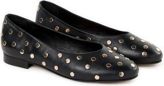 Saison 1865 Charakterierter Leder -Dandy -Ballerinas - Schwarz