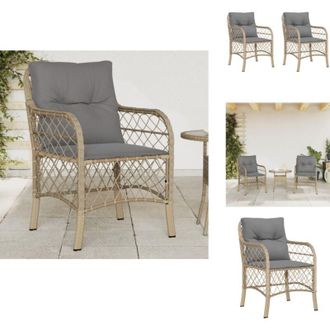 vidaXL Vidaxl - Gartenst&uuml;hle mit Kissen 2 Stk. Beigemischung Poly Rattan - Gartensessel - Gartenst&uuml;hle - Outdoor M&ouml;bel - Balkonm&ouml;bel - Rattan Gartenm&ouml;bel