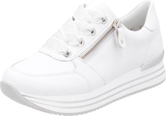 Remonte Plateausneaker REMONTE, Damen, Gr. 36, wei&szlig;, Leder, unifarben, Schuhe Plateausneaker, Freizeitschuh, Halbschuh, Schn&uuml;rschuh mit gepolstertem Schaftran