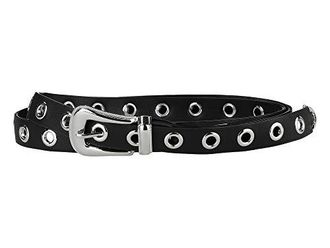 Allegra K Ceinture de taille maigre &agrave; oeillets pour femmes pour robes ceintures &agrave; boucle ardillon en m&eacute;tal, plus la taille Noir 60-106cm/23.62-41.73