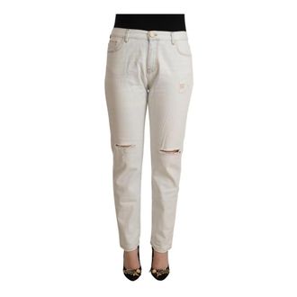 Pinko Wei&szlig;e Skinny Jeans mit Distressed-Details - - Trousers - Damen - Wei&szlig; - W28