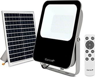 Garza Solar LED Außenstrahler 60W mit Fernbedienung Kaltlicht 6500K dimmbar Programmierbar IP65 wasserdicht 4.7m Kabel
