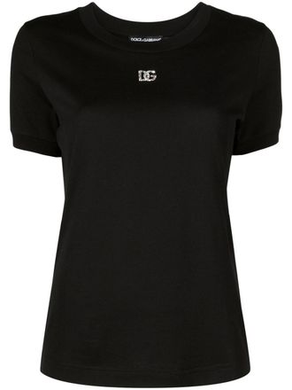 Dolce & Gabbana t-shirt à ornements en cristal - Noir