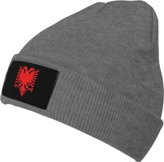 Generic Tricot Bonnet Drapeau De LAlbanie Léger Beanie Tricoté Coupe-Vent Knitted Hat pour La Rue Course