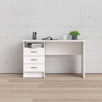 Dmora Dmora - Bureau lin&eacute;aire avec trois tiroirs, couleur blanche, Dimensions 120 x 72 x 48 cm, avec emballage renforc&eacute;