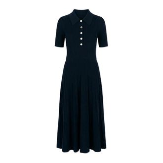 Michael Kors Femme, Robes, Bleu, Taille: 44 FR Robe Midi Polo en Maille Stretch C&ocirc;tel&eacute;e