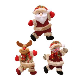 Pretyzoom 3st&uuml;cke Teiliges Weihnachtsanh&auml;nger Weichem Stoff Filigrane Weihnachtspuppen Mit Rentier Schneemann Und Weihnachtsmann Umweltfreundliche Baumschmuck-d