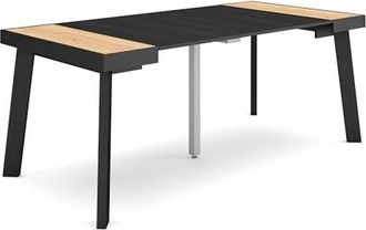 Skraut Home | Ausziehbarertisch | Multifunktionaler ausziehbarer | 180 | Für 8 Gäste | Hölzerne Beine | Moderner Stil | Eiche Schwarz