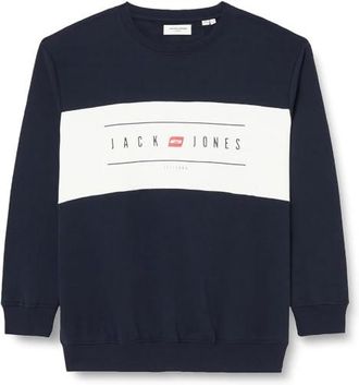 Jack & Jones Jjelliot Block Sweat Crew Neck, Navy Blazer, L Homme