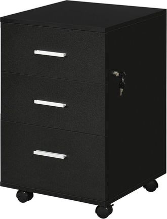 HOMCOM Homcom - Caisson de bureau rangement bureau sur roulettes 3 tiroirs verrouillables dim. 40L x 41,5l x 61,5H cm noir