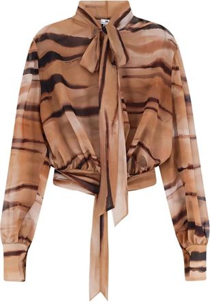 Elisabetta Franchi Femme, Blouses et Chemises, Brun, Taille: 38 FR Crop Blouse