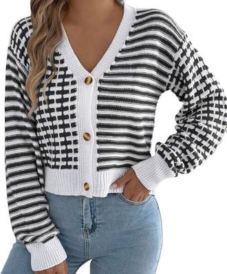 Generic Vestes pour femmes 2026 cardigan &agrave; col en V pour femmes, chandails 2024 courts &agrave; boutons dor&eacute;s, cardigan court ouvert sur le devant pour lautomne et l