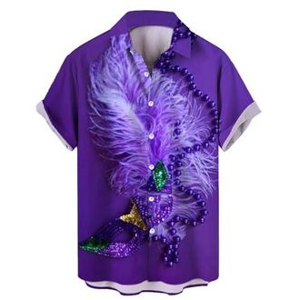 Generic Costume de carnaval pour homme - Chemise &agrave; manches courtes - Chemise de loisirs respirante - Coupe ajust&eacute;e - Chemise de vacances boutonn&eacute;e - Confortab