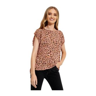 One Teaspoon Korall Leopardenmuster Bootsausschnitt Top - - Blouses & Shirts - Damen - Mehrfarbig - 2XS