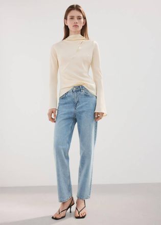Mango Gerade Jeans mit mittlerem Bund mittelblau - Damen - 32 - MANGO