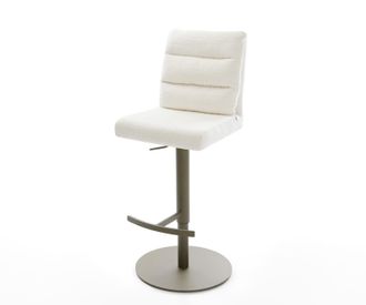 DELIFE Barstuhl Pela-Flex Boucl&eacute; Soft Beige Drehfu&szlig; h&ouml;henverstellbar Metall Titanfarben, Barst&uuml;hle