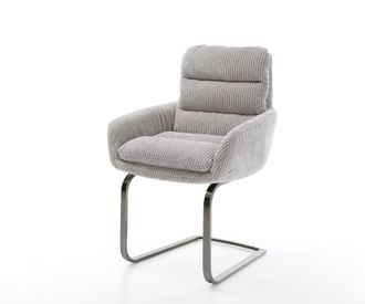 DELIFE Freischwinger Abelia-Flex mit Armlehnen Cord Silbergrau Freischwinger flach Graphit, Esszimmerst&uuml;hle