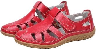 Generic Sandales en cuir pour femme - Bout ferm&eacute; - Rembourr&eacute;es - Chaussures de marche d&eacute;contract&eacute;es - Chaussures d&eacute;t&eacute; - Chaussures plates tendance pour les va