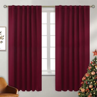 BGment Verdunkelungsvorh&auml;nge mit Stangendurchzug und Hinterlasche f&uuml;r Schlafzimmer - W&auml;rmeisolierung Verdunkelungsvorh&auml;nge f&uuml;r Wohnzimmer, 2 Fenstervorh&auml;nge 