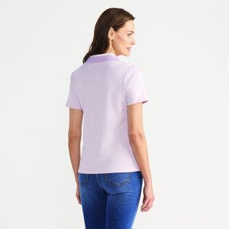 Lands End Supima-Poloshirt, Damen, Gr&ouml;&szlig;e:32-34 regular, Lila, Baumwolle, by Lands End