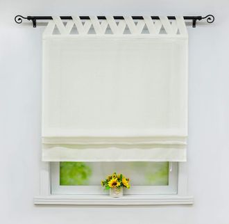 Joyswahl Raffrollo Halbtransparentes Unifarbiges Bändchenrollo »Mila« Schals mit Schlaufen Fenster Vorhänge BxH 100x140cm Beige 1er Pack