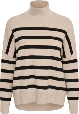 Inwear Femme, Pulls, Multicolore, Taille: 48 FR Pull à col roulé à rayures Sandstone / Black