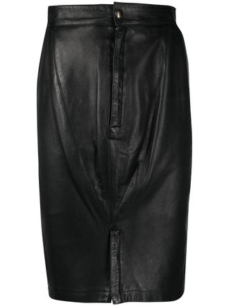 Alaia jupe ajustée en cuir (années 1980) - Noir