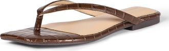 Amazon Essentials Damen Thong Sandals, Braunes Krokodilimitat, 39.5 EU