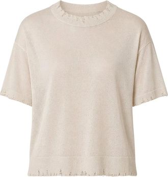 Roy Rogers Femme, Pulls, Beige, Taille: 40 FR Maglia girocollo Damage Lurex