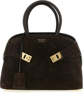 Ferragamo Femme, Sacs, Brun, Taille: ONE Size Hug Suede Handbag