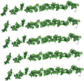 Amosfun 5st&uuml;cke Teiliges K&uuml;nstliche Weinrebenbl&auml;tter in Lebhaftem Gr&uuml;n Realistisch Gestaltete Dekoration Aus Seidenmaterial Pflegefreie Wand Raumbegr&uuml;nung F&uuml;r