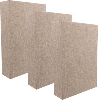 Vosarea 3 St&uuml;ck Dekobuch aus Papier und Leinen in Khaki Realistische B&uuml;cherimitation f&uuml;r Wohnzimmer B&uuml;ro und Regale als Zeitlose Deko