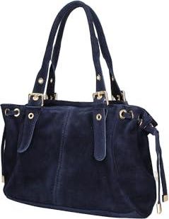 Gave Lux Sac à main pour femme en cuir véritable Made in Italy 20x21x33 cm GLX22010923FBG, bleu marine, Taille unique
