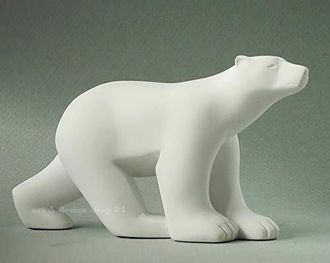 Parastone Lours blanc, de Pompon - H. 6 cm -figurine en résine pêinte à la main
