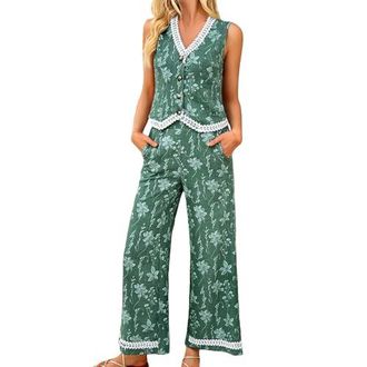 Generic Ensemble de v&ecirc;tements de d&eacute;tente pour femme - Couleur unie - Tendance - D&eacute;contract&eacute; - Coton et lin - Poche - Chemise &agrave; manches longues - Pantalon long
