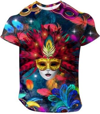 Generic Costume de carnaval pour homme - T-shirt confortable &agrave; col rond basique - T-shirt d&eacute;t&eacute; &agrave; manches courtes avec motif masque - V&ecirc;tement de sport - T-shi
