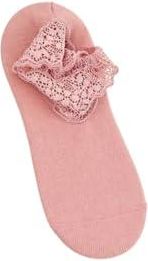 Generic Lot de 5 paires de chaussettes &agrave; volants en dentelle pour femme - Couleur unie, Coloris 05, Taille Unique