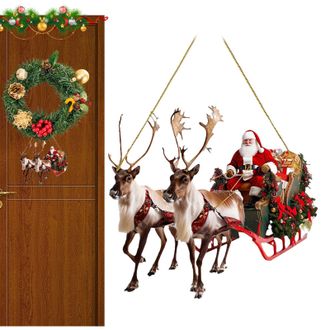 Generico Weihnachtsmann mit Hirschschlitten f&uuml;r Weihnachtsbaum, Weihnachtsbaumschmuck mit Schlitten | Weihnachtsdekoration zum Aufh&auml;ngen mit 2D-Acryl-Rentier |