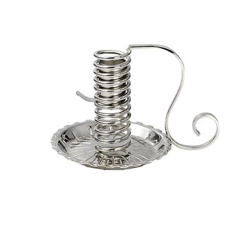 NKlaus Spiral-Leuchter Messing vernickelt Höhe: 12cm Handleuchter Kerze Ø 2-2,5cm Deko 10894