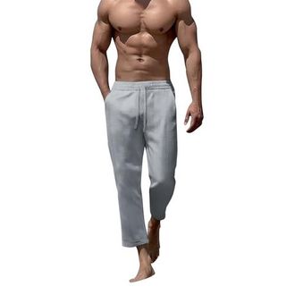 Generic Short de plage d&eacute;contract&eacute; pour homme 2025 - Taille &eacute;lastique - L&eacute;ger - Pantalon de travail ample et droit avec poches - Pantalon de vacances respiran