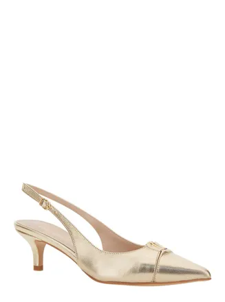 Twinset Womens Pumps Pointed Design Gold Fabric Metallic