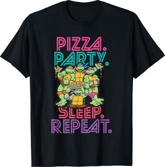 Teenage Mutant Ninja Turtles Pizza Party Sleep Repeat Neon T-Shirt