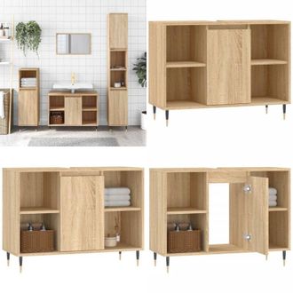 vidaXL Vidaxl - Armoire salle de bain ch&ecirc;ne sonoma 80x33x60cm bois ding&eacute;nierie - Meuble De Salle De Bain - Armoire De Salle De Bain - Rangement Salle De