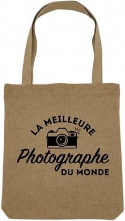 Fabulous Sac Shopping Tote Bag Aspect Lin - La Meilleure Photographe du Monde Art Photo Artiste - Sac de Courses Toile Epaisse 360g Beige Naturel Cabas Port&eacute; E