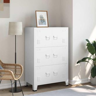 vidaXL Coffre de rangement industriel Blanc 75x40x115 cm M&eacute;tal Vidaxl