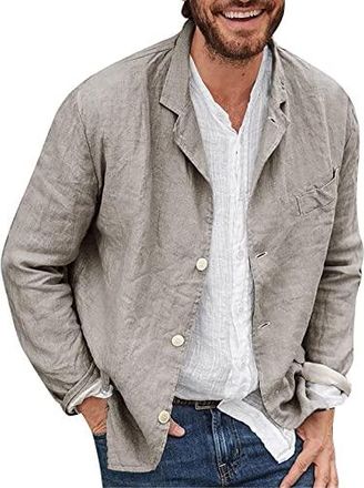 Generic Cardigan à manches longues pour homme - Léger - Vintage - Décontracté - Coupe ample - Avec trois boutons - Couleur unie - Blazer - Coupe classique - P
